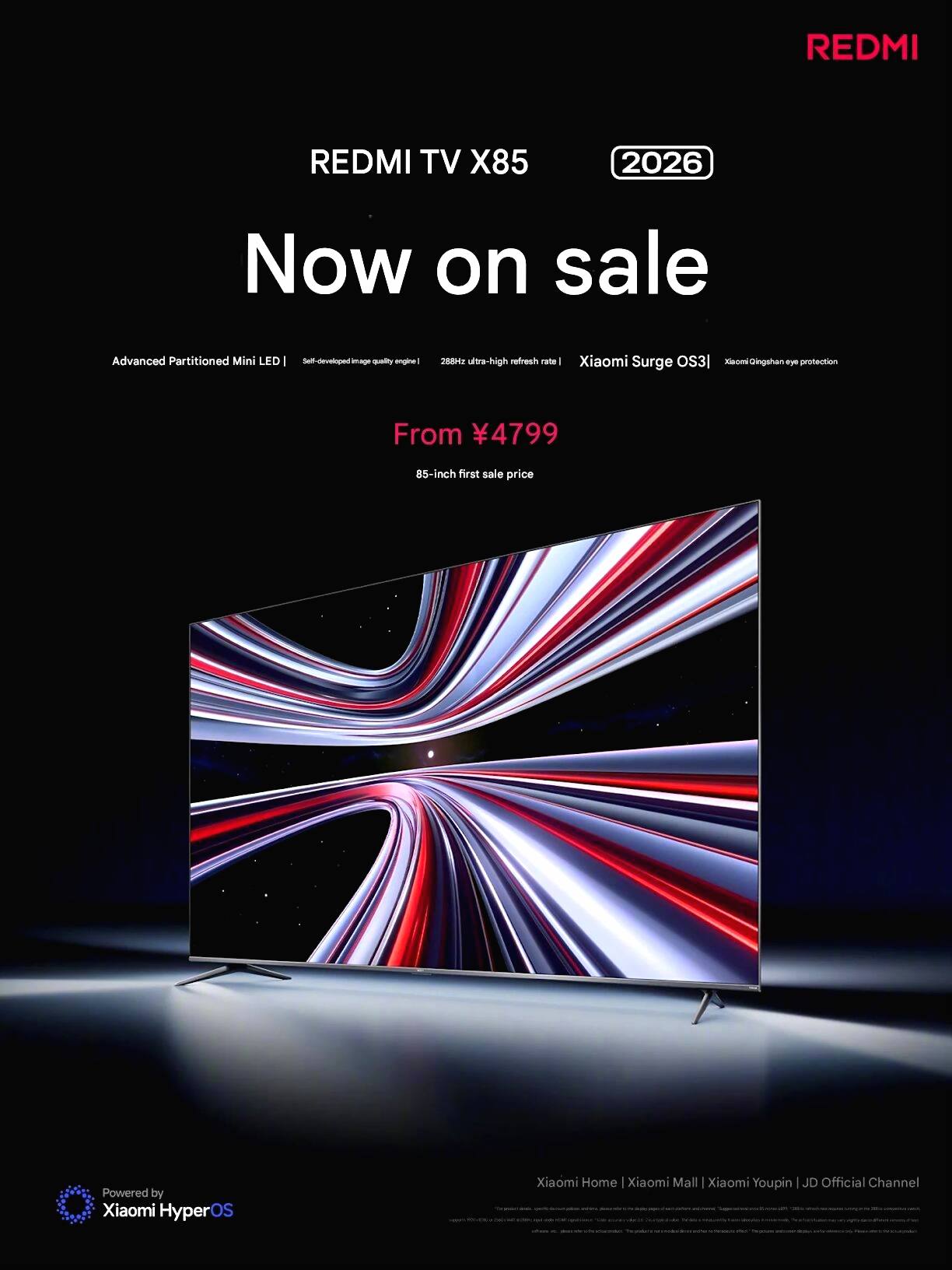 Redmi TV X 2026 Resmi Meluncur, TV Teknologi Mini LED 85 Inci dengan ...